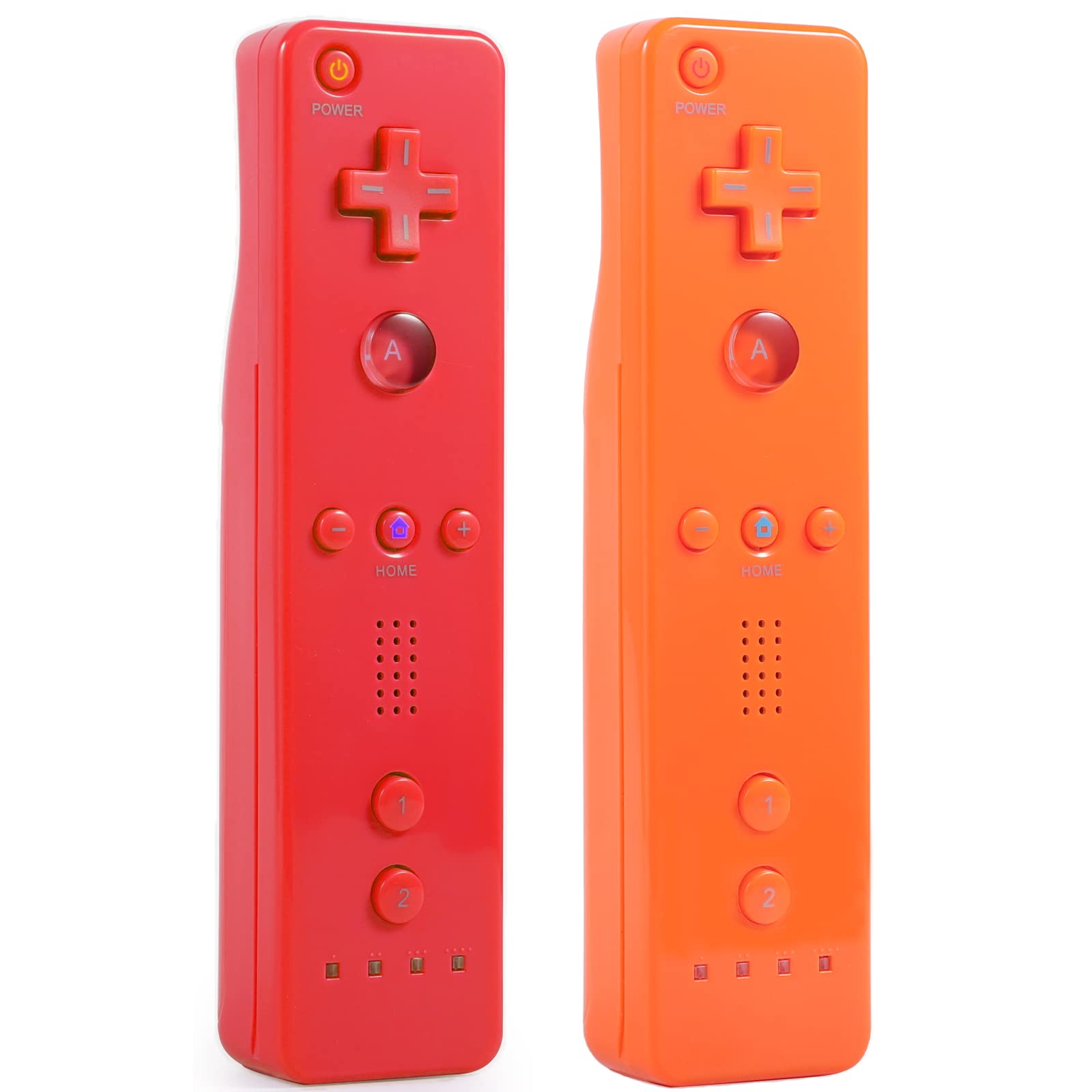 Dliaonew 2 Psck Remote Controller and Nunchuck for Wii/Wii U Console, Gamepad with Silicone Case and Wrist (New Orange and Red)
