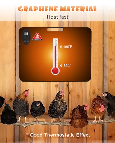 Chicken Coop Heater,Extended Anti-Bite Wire,200 Watts Energy Efficient Safer Than Lamp,4 Ways to Use,Adjustable Angle,Digital Display,Timer,Warm for Chicks Poultry Pets or Under Desk 15.7''x11.8''