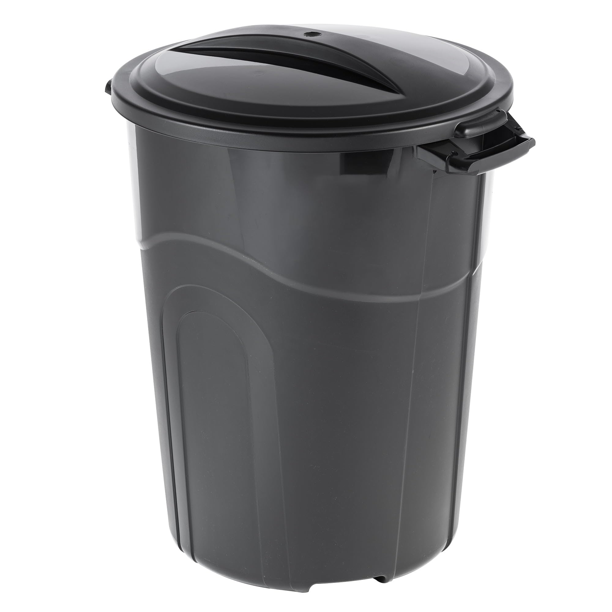 HErtL 32 Gallon Heavy Duty Plastic Garbage Can, Included Lid, Indoor/Outdoor, Black