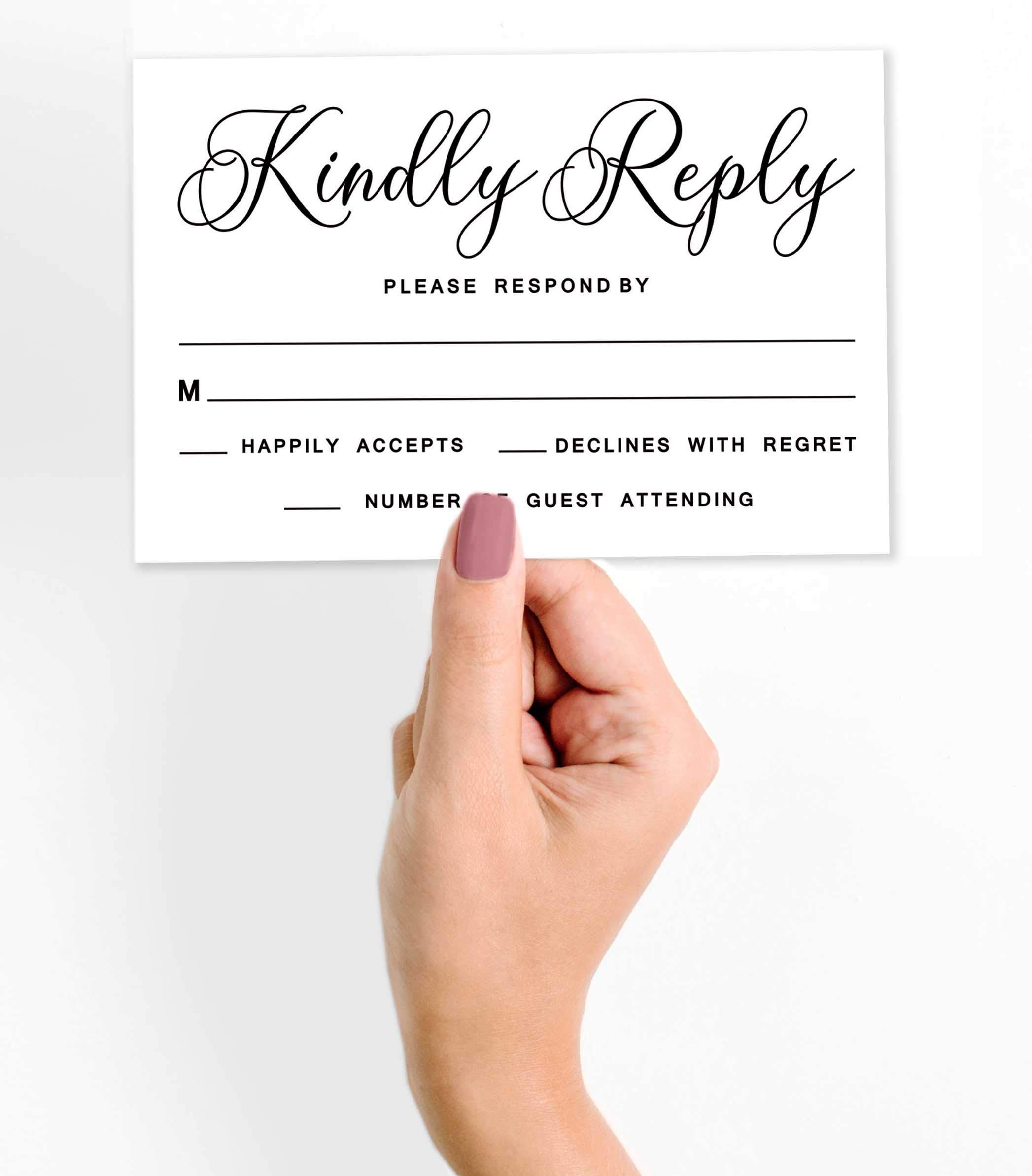 Inkdotpot 50 Blank RSVP Cards With White Envelopes-White Style Response Card-RSVP For Wedding-Rehearsal Dinner-Baby Shower-Bridal Shower-Engagement Party Invitations