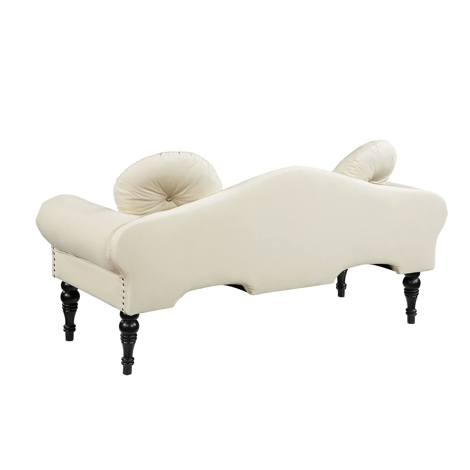 GNIXUU 54 β Velvet Small Loveseat Sofa, Mid Century Modern Love Seat Couch Settee Tufted 2 Seater Couches Bedside Entryway Bench with 2 Pillows Nailhead Trim for Bedroom, Living Room(Beige)