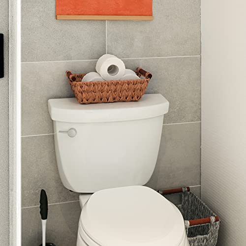 GRANNY SAYS Bundle of 2-Pack Woven Wastebasket for Organizing & 2-Pack Woven Storage Baskets for Bathroom