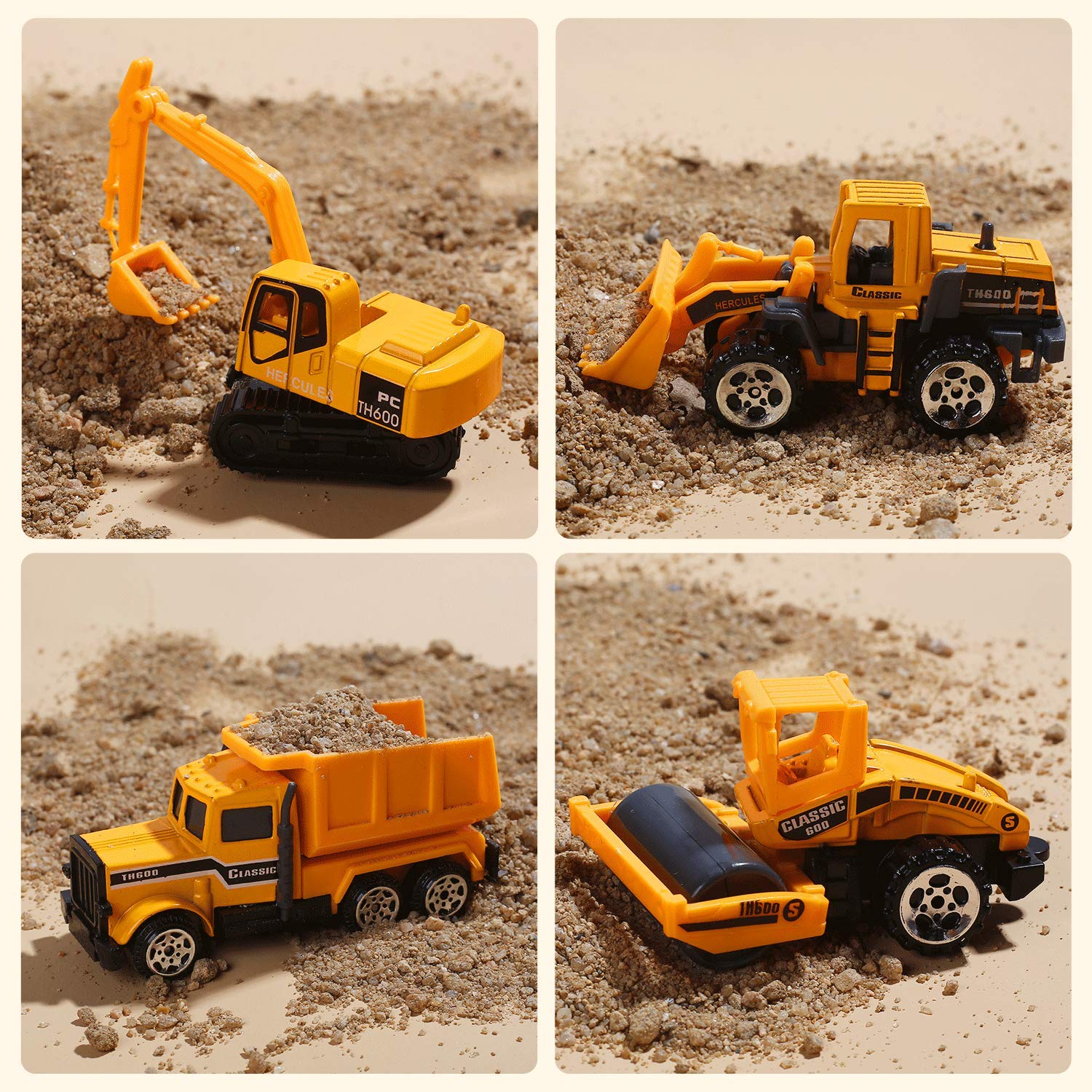 CUTE STONE 25 in 1 Construction Trucks Push and Go Car Carrier Truck Toy, Play Vehicles with Sounds and Lights, 12 Mini Diecast Trucks Included