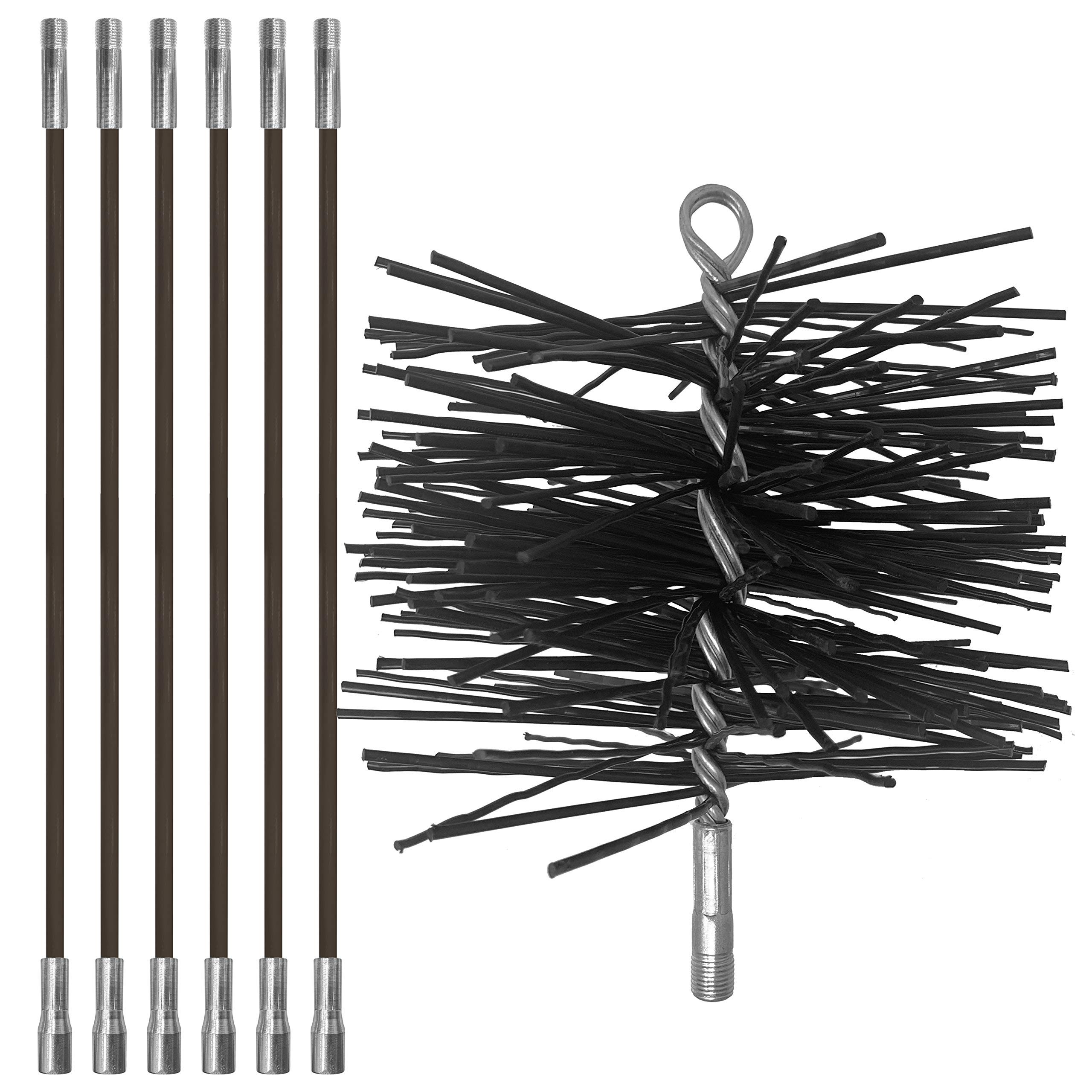 Chromex 6-Inch Chimney Sweeping Brush - Durable Poly Bristles, Standard 1/4" NPT Fitting