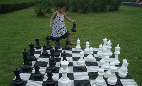 MegaChess Large Chess Pieces and Large Chess Mat - Black and White - Plastic - 12 inch King
