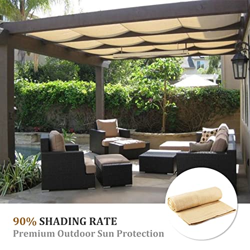 Javneo Sun Shade Cloth with 90% UV Protection for Garden, Patio, Deck, and Pergola, Outdoor Sunblock Shade Cloth with Reinforced Grommets, Wheat 8 * 20