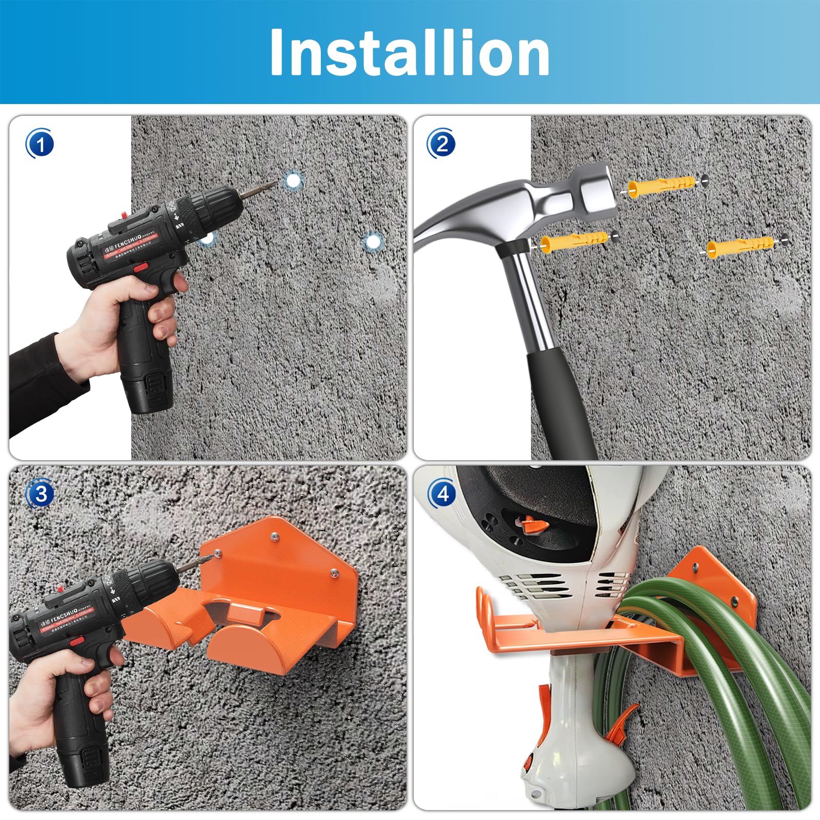 Fengone 2 Pack Garage Storage Garage Organizer Trimmer Rack Weedeater Hanger, for Grass Trimmer, Hedge Trimmer, Garage Trimmer, Weed Trimmer, Garden Tool, Garage Storage Organizer