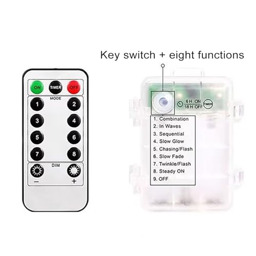 C-LARSS Battery Operated Fairy Lights 3 Pcs Copper Wire Waterproof Operated Led with Remote Control Dimmable Timer Function 8 Lighting Modes Garden Christmas White Light.