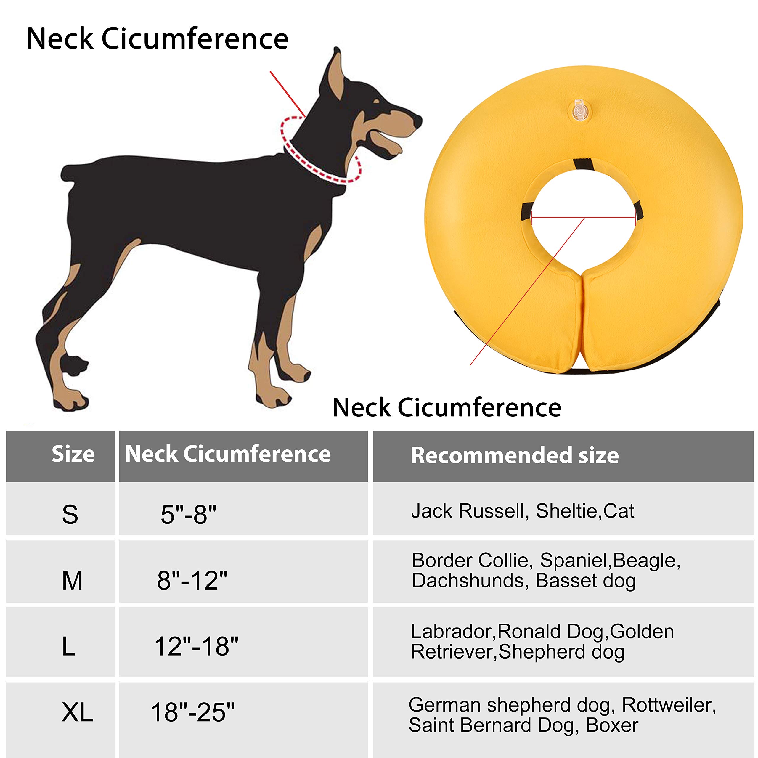 MUKSIRON Recovery Collar for Dogs,Soft Protective Inflatable Dog Cone Collar for After Surgery, Adjustable Elizabethan Collar for Small/Medium/Large Dog and Cats to Prevent from Scratching & Biting
