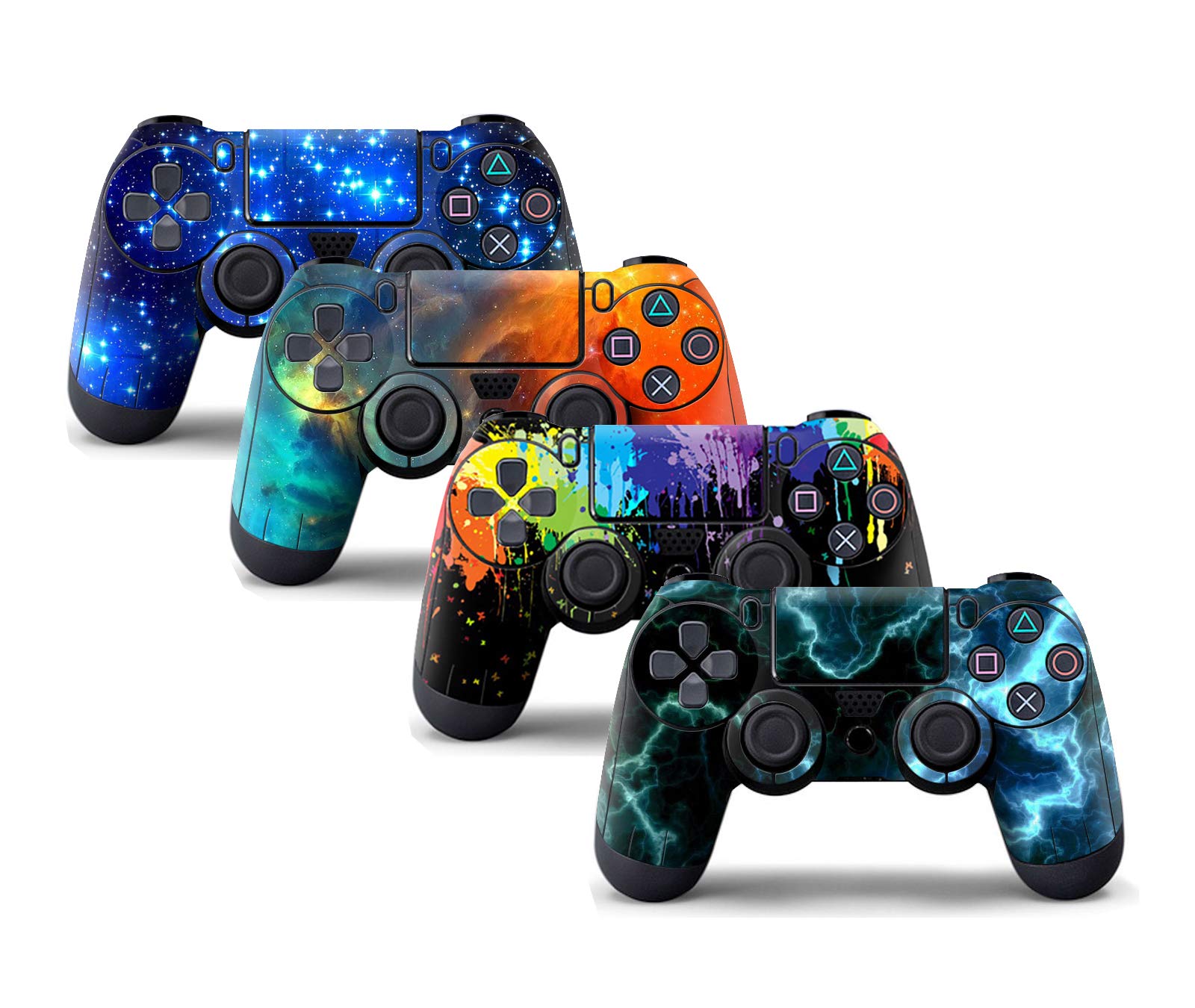 UUShop 4PCS Vinyl Skin Sticker Protector for Sony PlayStation PS4 Controller Joystick - Four Kinds
