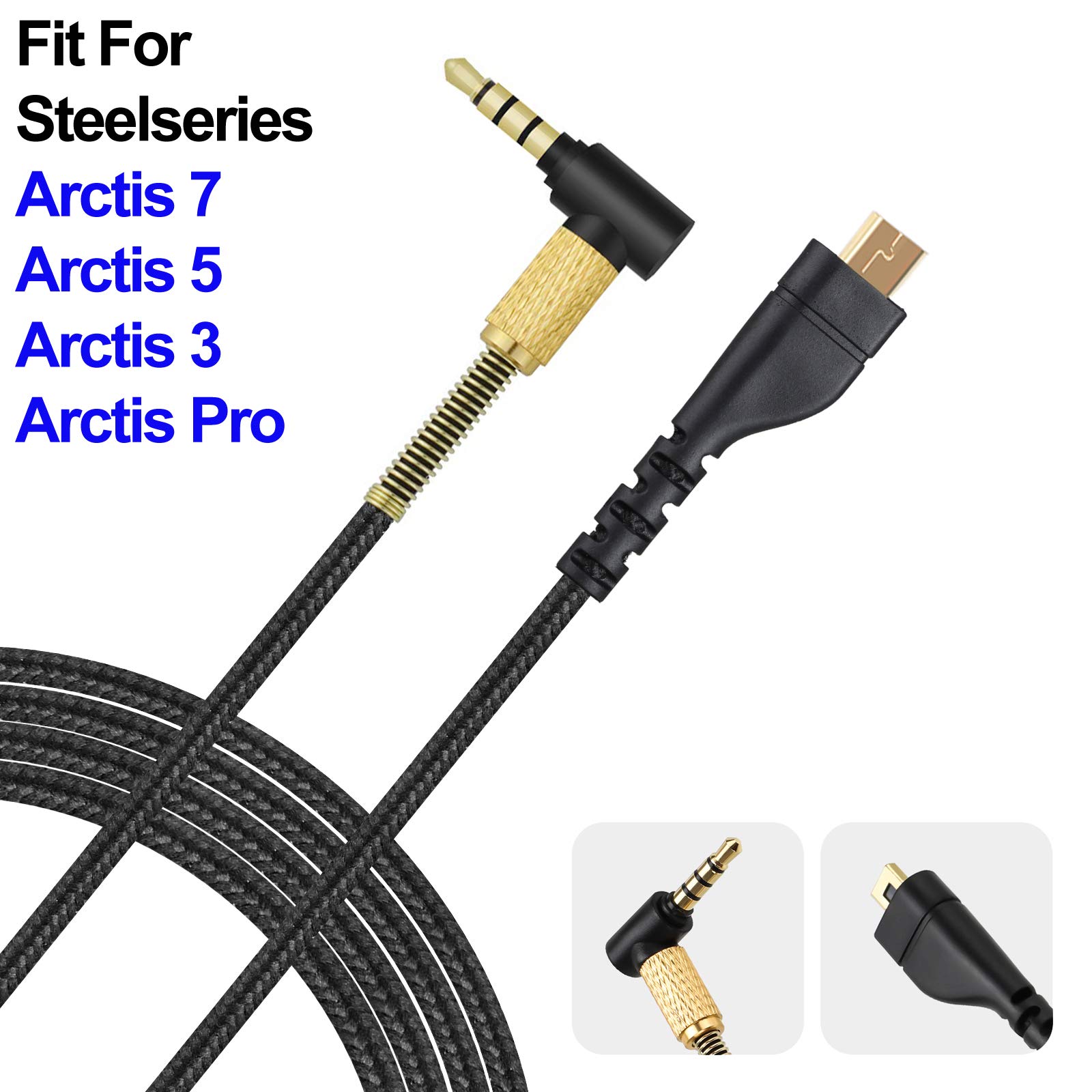 BUTIAO Arctis 7 Cable for SteelSeries Headphones, Replacement Audio Cable Extension Cord for SteelSeries Arctis 3, Arctis Pro, Arctis 5, Arctis 7, Arctis Pro Wireless Gaming Headset 2m/6.5 Feet