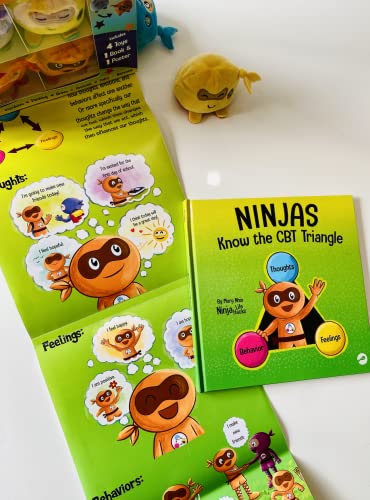 Ninja Life Hacks Flippable Toy CBT Book Box Gift Set (Angry Ninja + Positive Ninja, Nervous + Calm Ninja, Anxious + Brave Ninja, Thinking + Impulsive Ninja)
