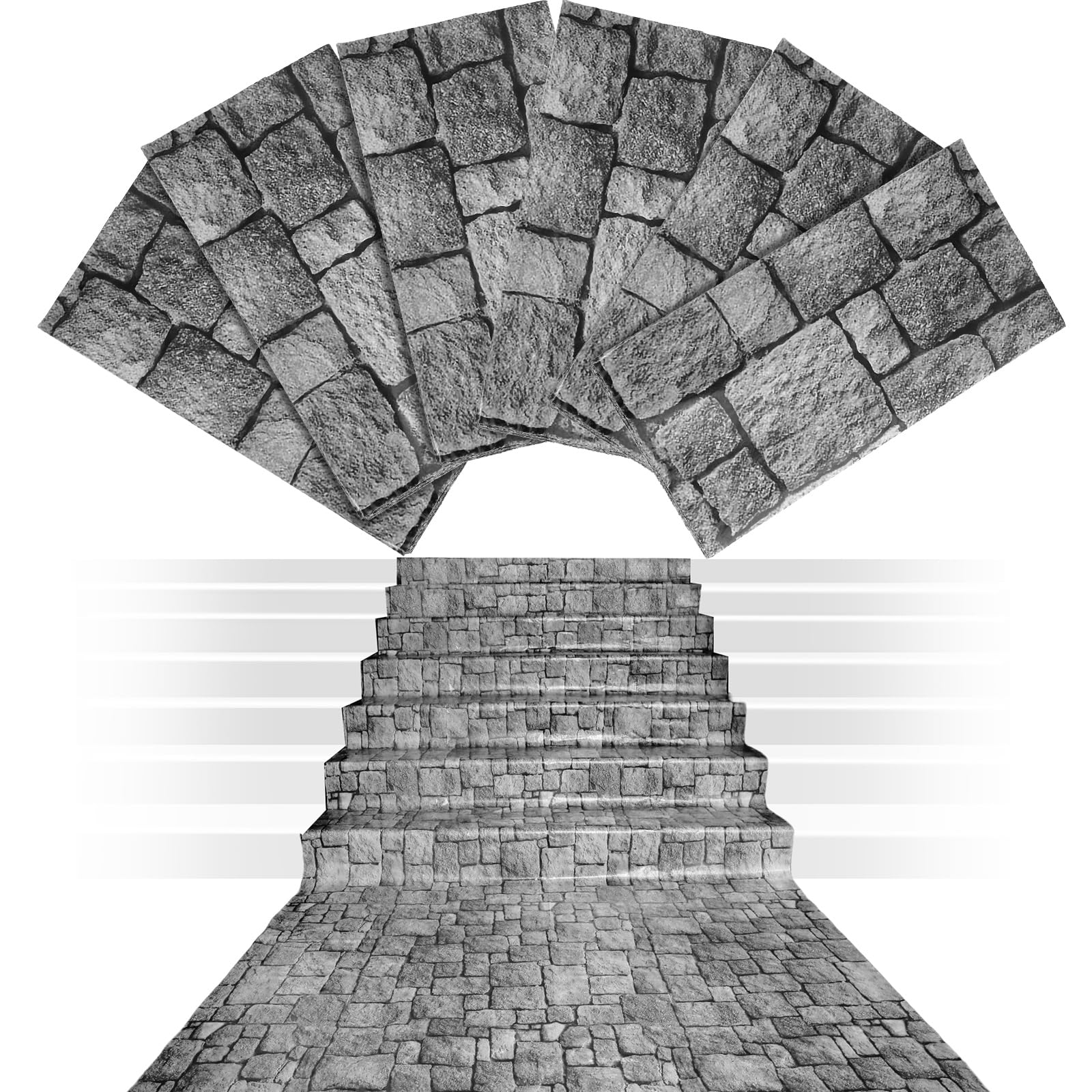 Chuangdi Brick Stone Wall Stone Wall Scene Setter Brick Sheet Wallpaper Curtains Door Removable Brick Tablecloth Photo for Halloween Mardi Gras Party Home Decoration(4.5 x 33 Ft, 6 Sheet)