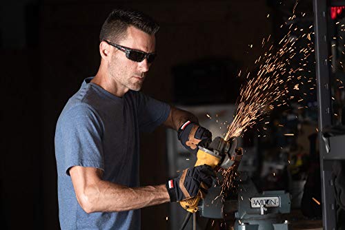 Grease Monkey Gel-PRO Leather Hybrid Mechanic Gloves, Leather Palm Work Gloves with Gel Impact Protection & Touchscreen Capability, Large Brown