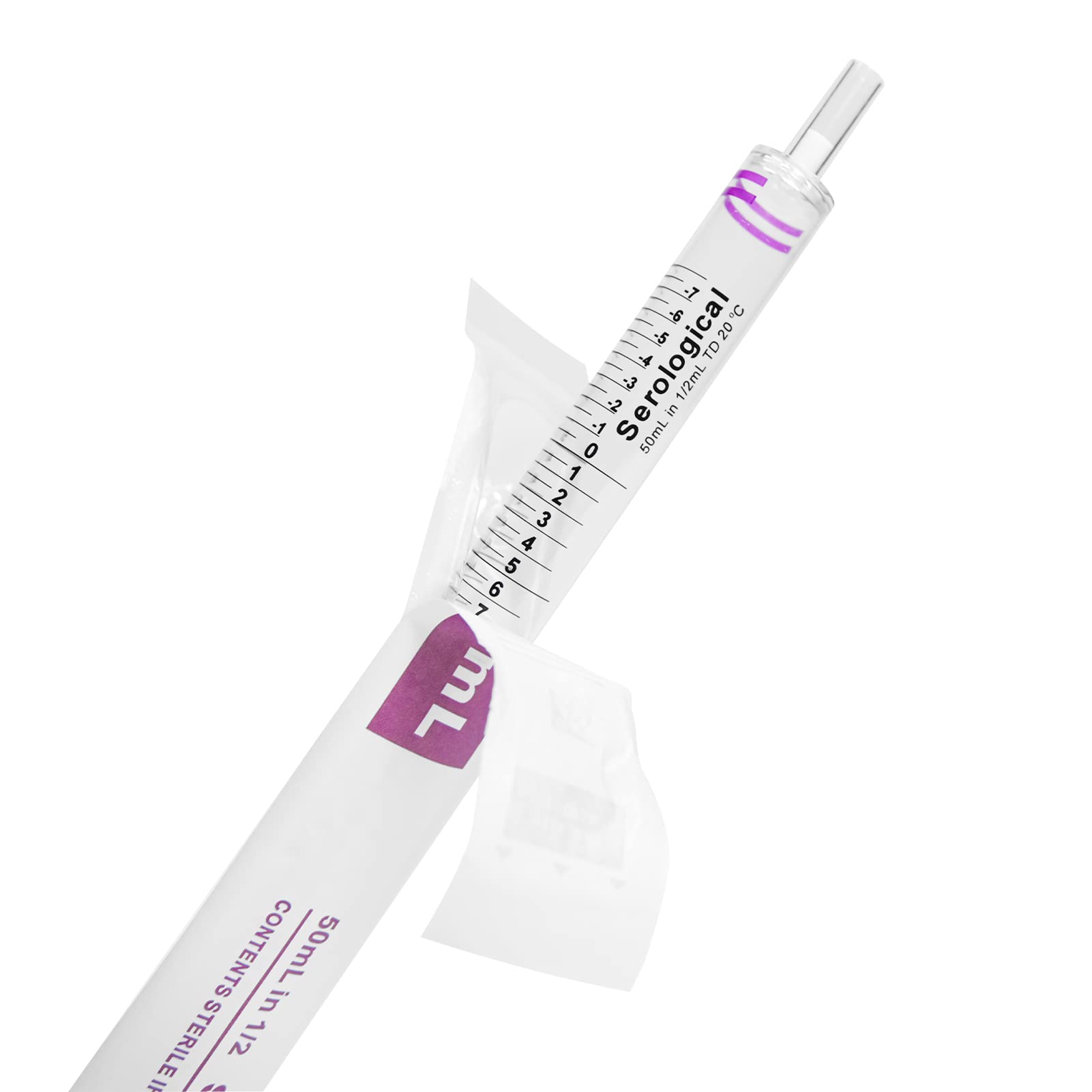 PEKYBIO Polystyrene Serological Pipettes Individually Wrapped Sterile Plastic Graduated Pipette 50ml, Pack of 50