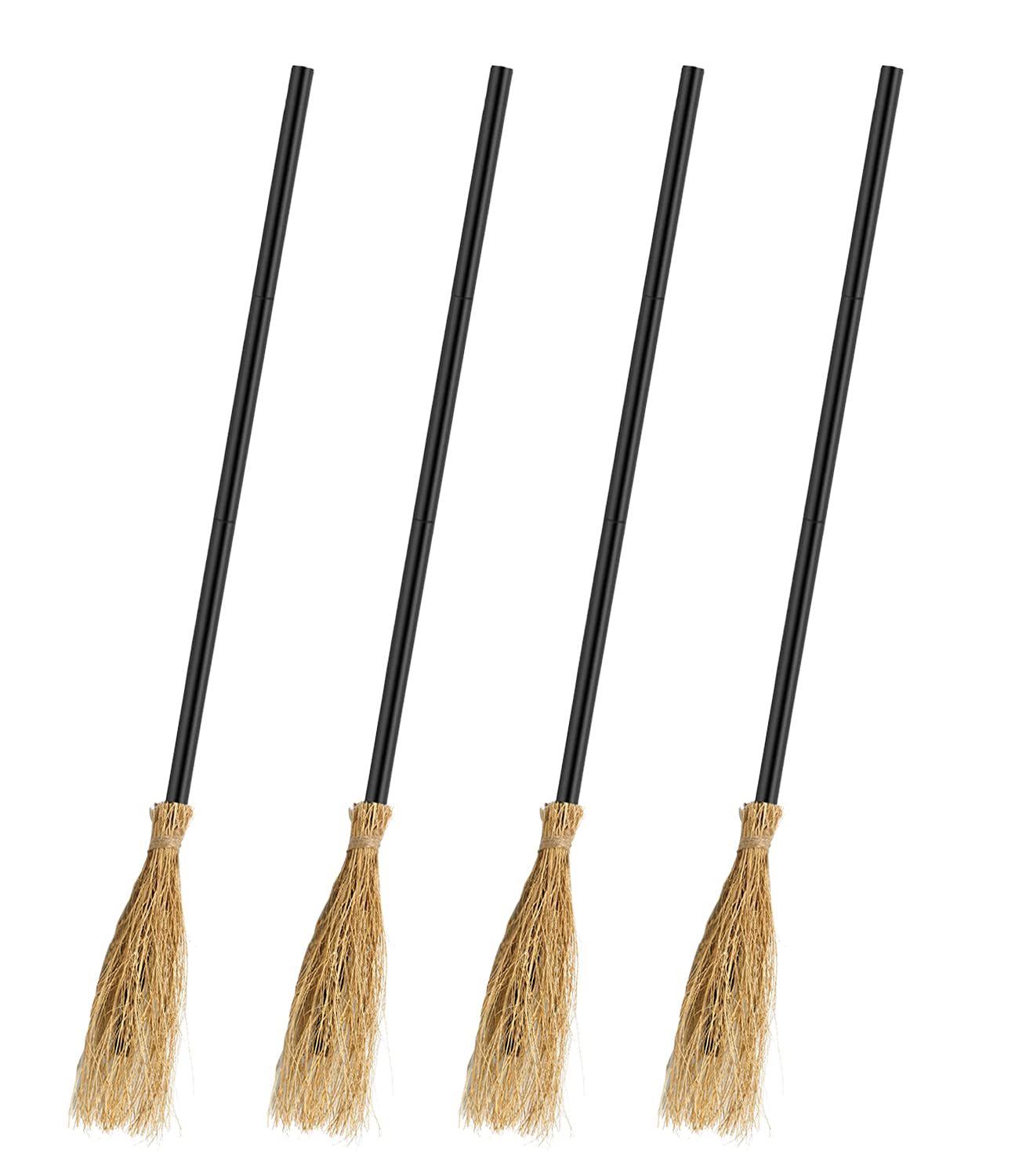 Medoore 4 Pack Halloween Witch Broom Plastic Witch Broomstick Cosplay Broom Props, Realistic Wizard Flying Broom Stick Accessory