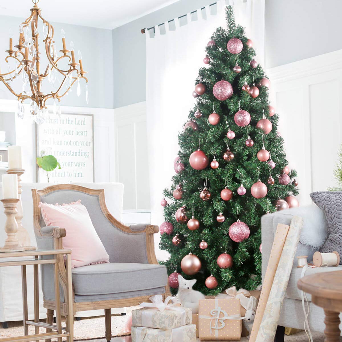 Bubblegun Pink 1.6" Small Christmas Balls Christmas Tree Decoration Ornaments Shatterproof Hanging Balls for Birthday Valentines Day Easter Holiday Wedding Decorations Set of 36pcs