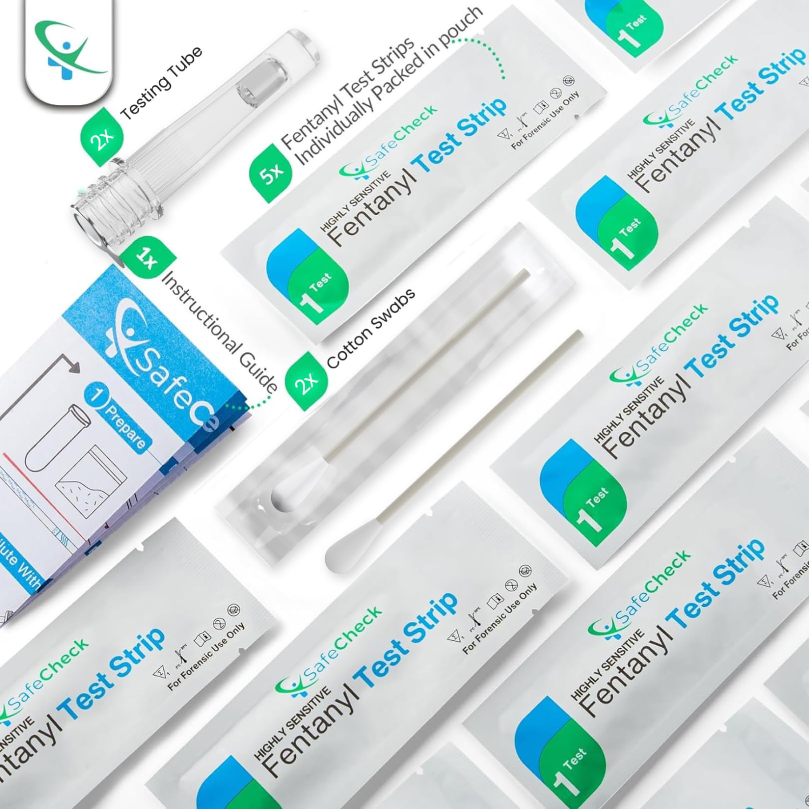 Fentanyl Test Strips 2 Pack | SafeCheck Highly Sensitive Fentanyl Test Strips for Testing Drugs | Fentanyl Testing Strips for Pills, Powders | Fentanyl Test Kit for Residues | 10ng/mL Cutoff