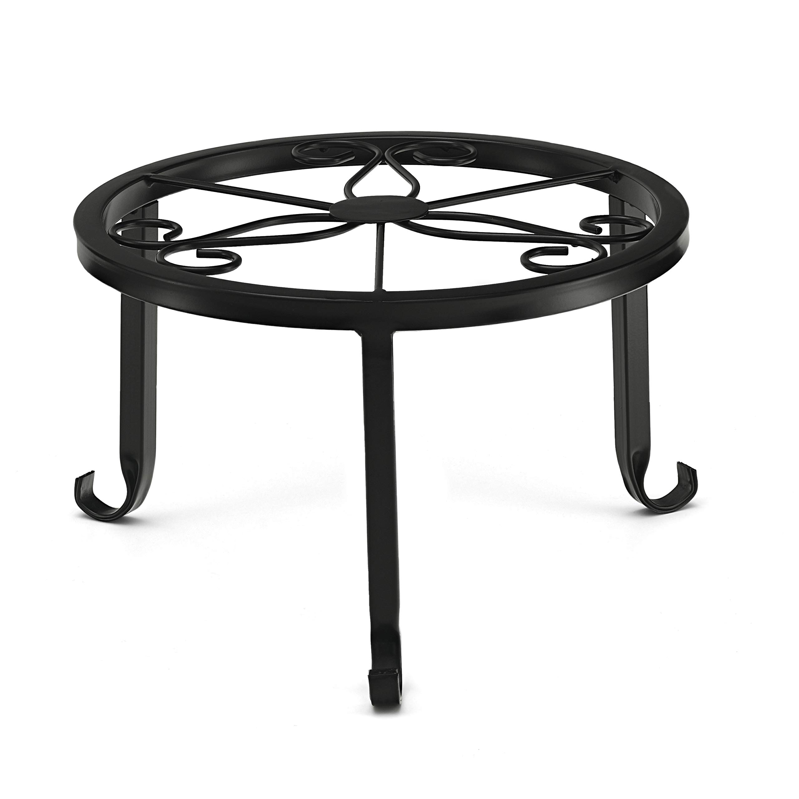 CABASAA Metal Plant Stands Iron Planter Flower Pot Round Rack Heavy Duty Potted Holder Indoor Outdoor 4 Pack with Different Size (Black)