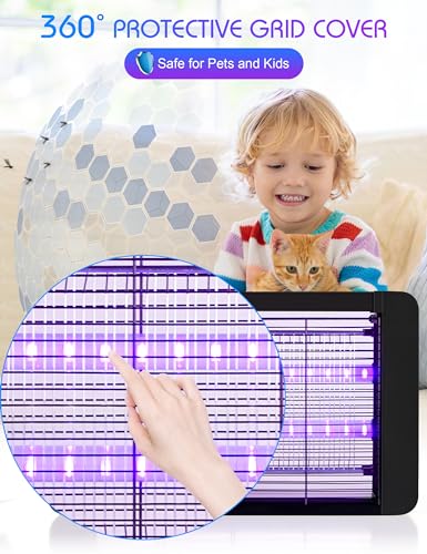 DJROLL Bug Zapper for Outdoor and Indoor, Effective 4200V Electric Mosquito Zappers Killer Insect Killer, Waterproof Outdoor Insect Fly Pest Attractant Trap for Backyard, Home, Patio, Office