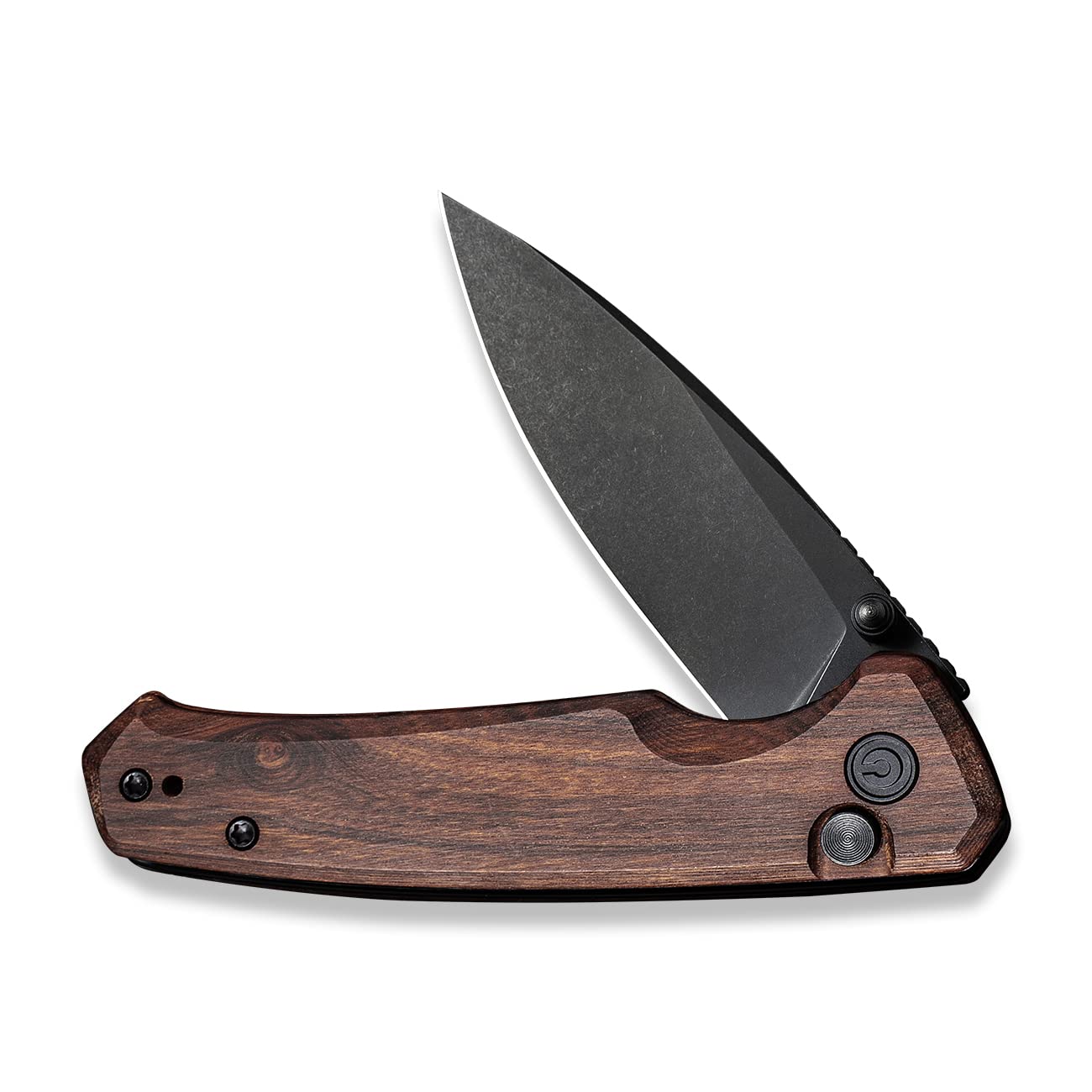CIVIVI Altus Pocket Folding Knife with Button Lock and Thumb Stud Opener, 2.97" Nitro-V Black Stonewashed Blade Cuibourtia Wood Handle C20076-3