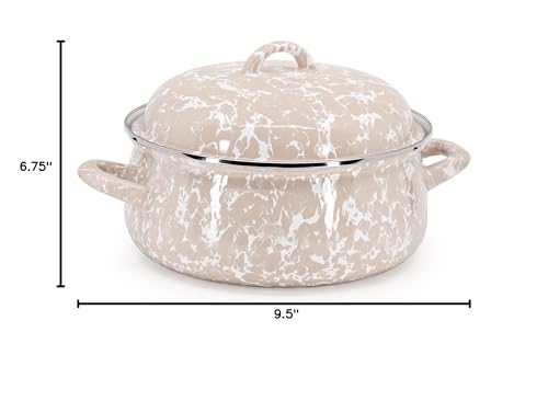 Golden Rabbit Enamelware - 4qt Dutch Oven (Taupe Swirl)