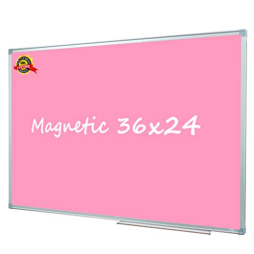 Lockways Magnetic Dry Erase Board, Pink Color Surface Holiday Decor Whiteboard/White Board Christmas Decor 36 x 24 Inch