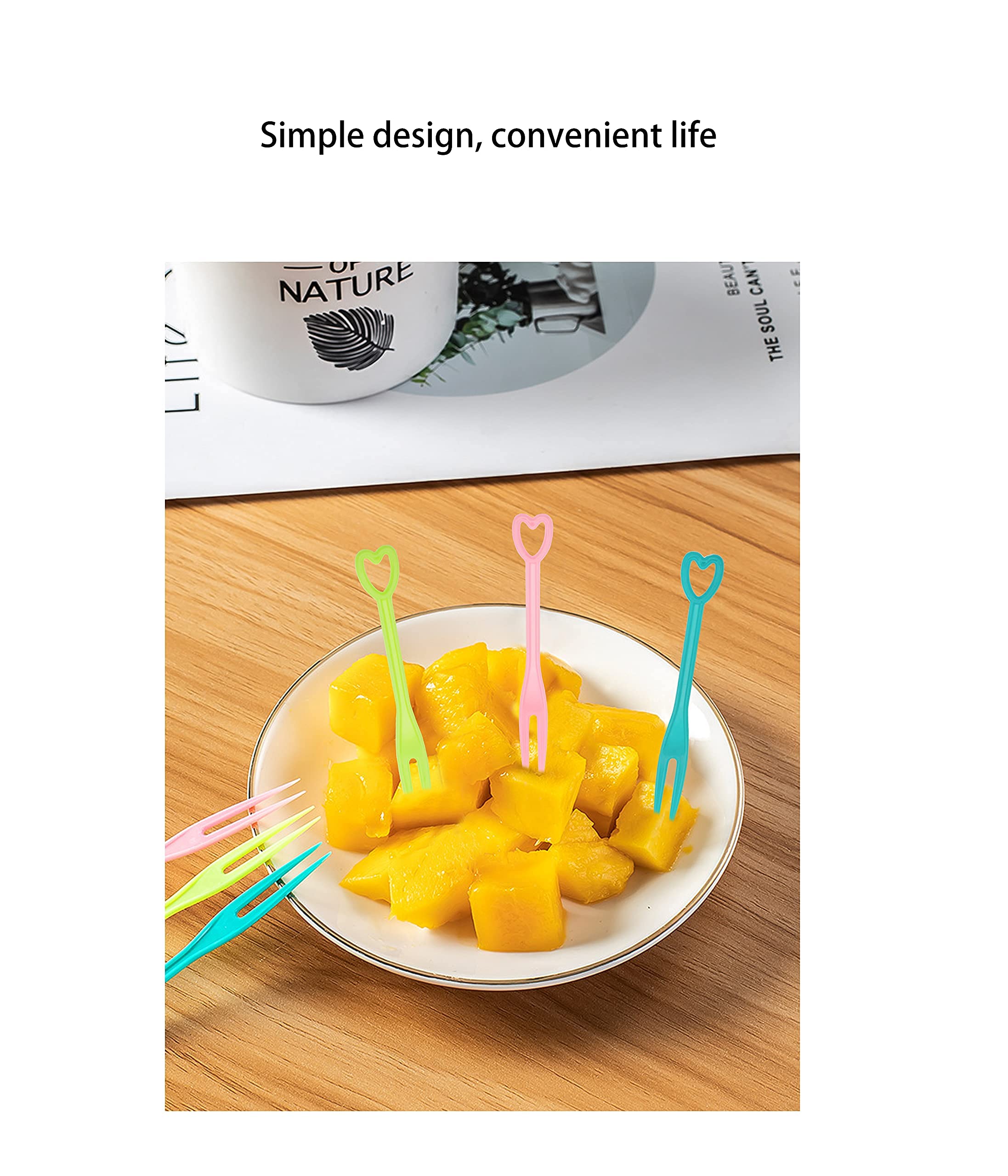 Disposable plastic fruit fork (500pcs) kids fruit fork mini dessert fork Cake fork Food fork Plate fork Birthday, party supplies