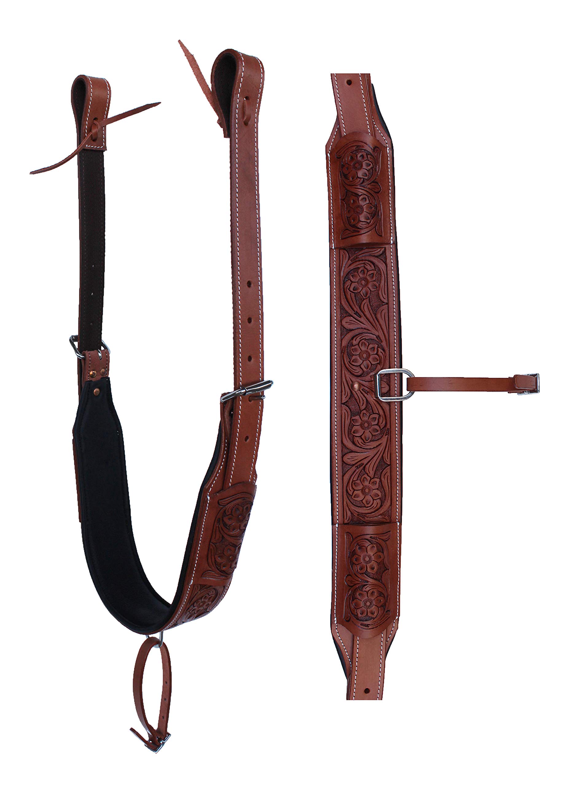 CHALLENGER Horse Western Floral Tooled Leather Rear Flank Saddle Cinch w/Billets 9788TN