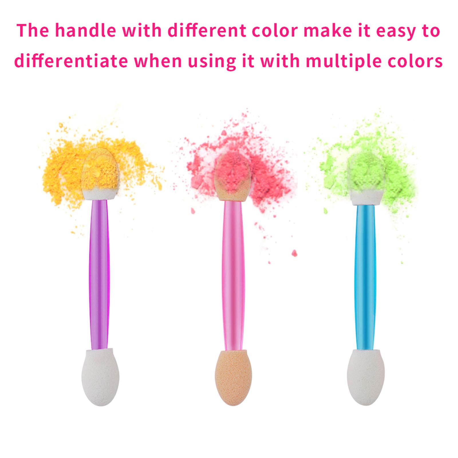 Cuttte 60PCS Disposable Dual Sides Eye Shadow Sponge Applicators, 3 Colors Eyeshadow Brushes Makeup Applicator (Pink, Purple, Blue)