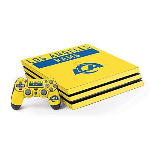 Skinit Decal Gaming Skin Compatible with PS4 Pro Console and Controller Bundle - Officially Licensed NFL Los Angeles Rams White Performance Series Design