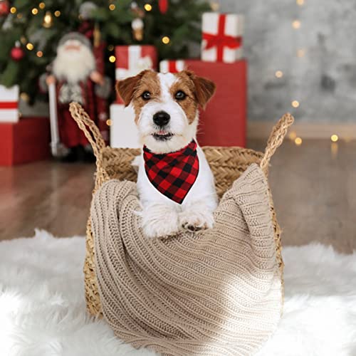 Kytely Christmas Dog Bandanas 2 Pack Winter Pet Dog Bandanas for Dogs Red White Small