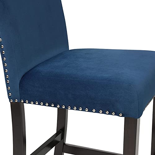 New Classic Furniture Celeste 5-Piece Faux Marble Round Counter Set with 1 Table and 4 Chairs, 42-Inch, Blue