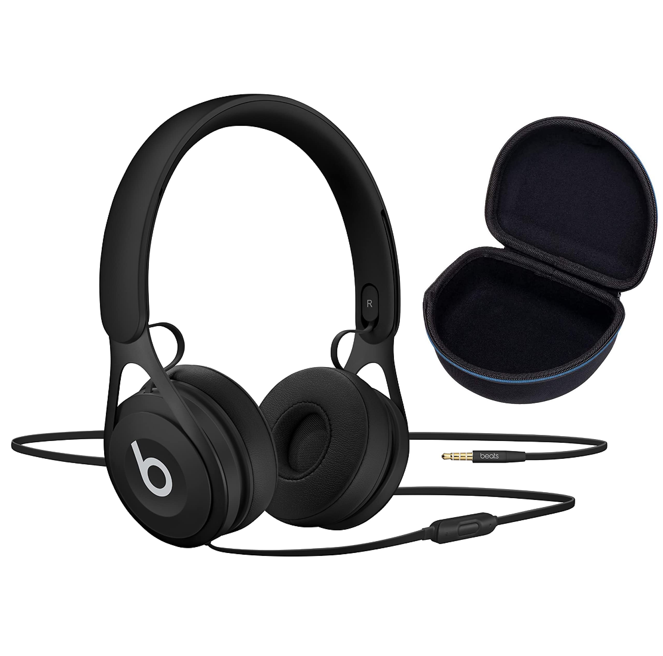 EP On-Ear Wired Headphones with Inline Remote and Microphone Bundle with Carrying Case (Black)
