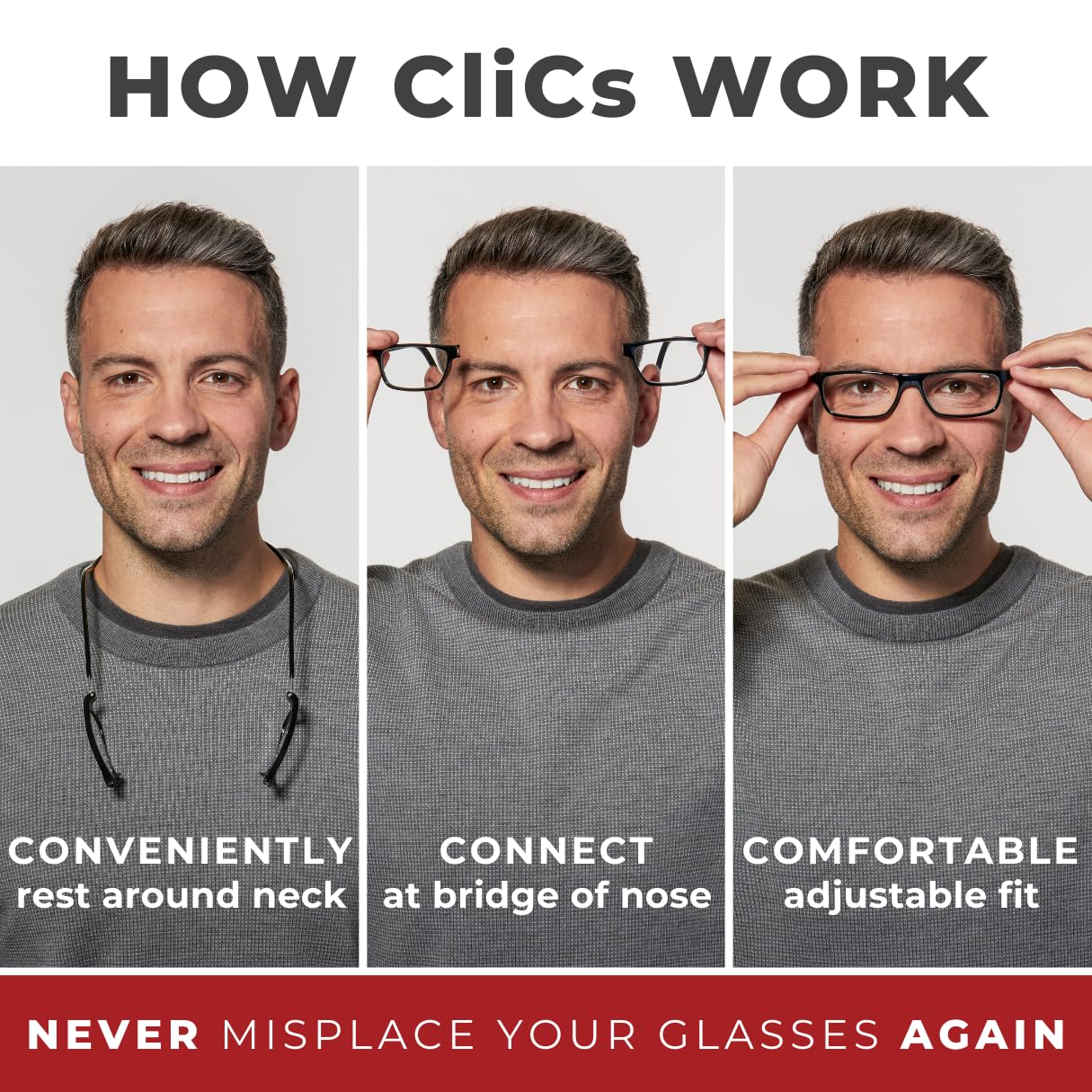 Clic Magnetic Reading Glasses, Computer Readers, Replaceable Lens, Adjustable Temples, Original, (S-M, Tortoise, 1.75 Magnification)