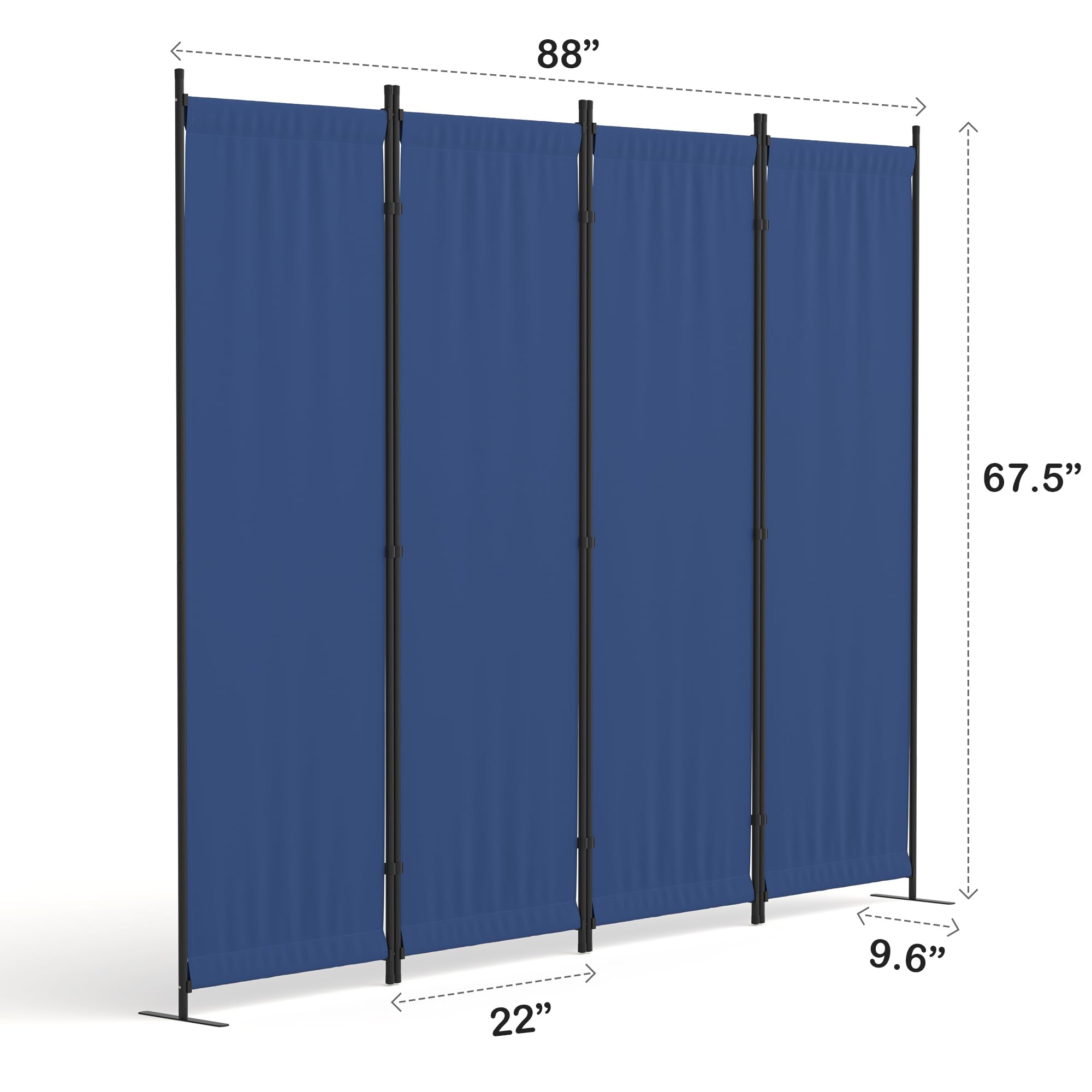 GOJOOASIS Room Dividers Folding Privacy Screens Wall Divider Screen Panels Room Screen Divider Indoor Portable Partition (Black, 4-Panel)