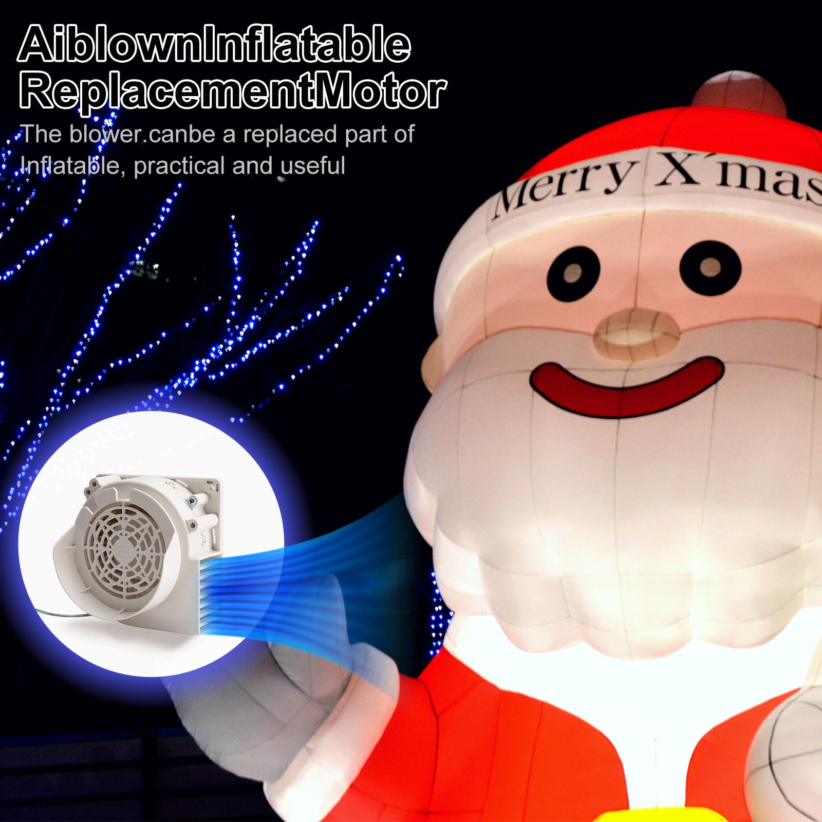 Ceenna 2 Set Air Blower for Inflatables Replacement, White Inflatable Motor Fan Blower with 3 LED Light String and Adapter for Christmas Yard Indoor Outdoor Xmas Holiday Decorations (12V 1.5A)
