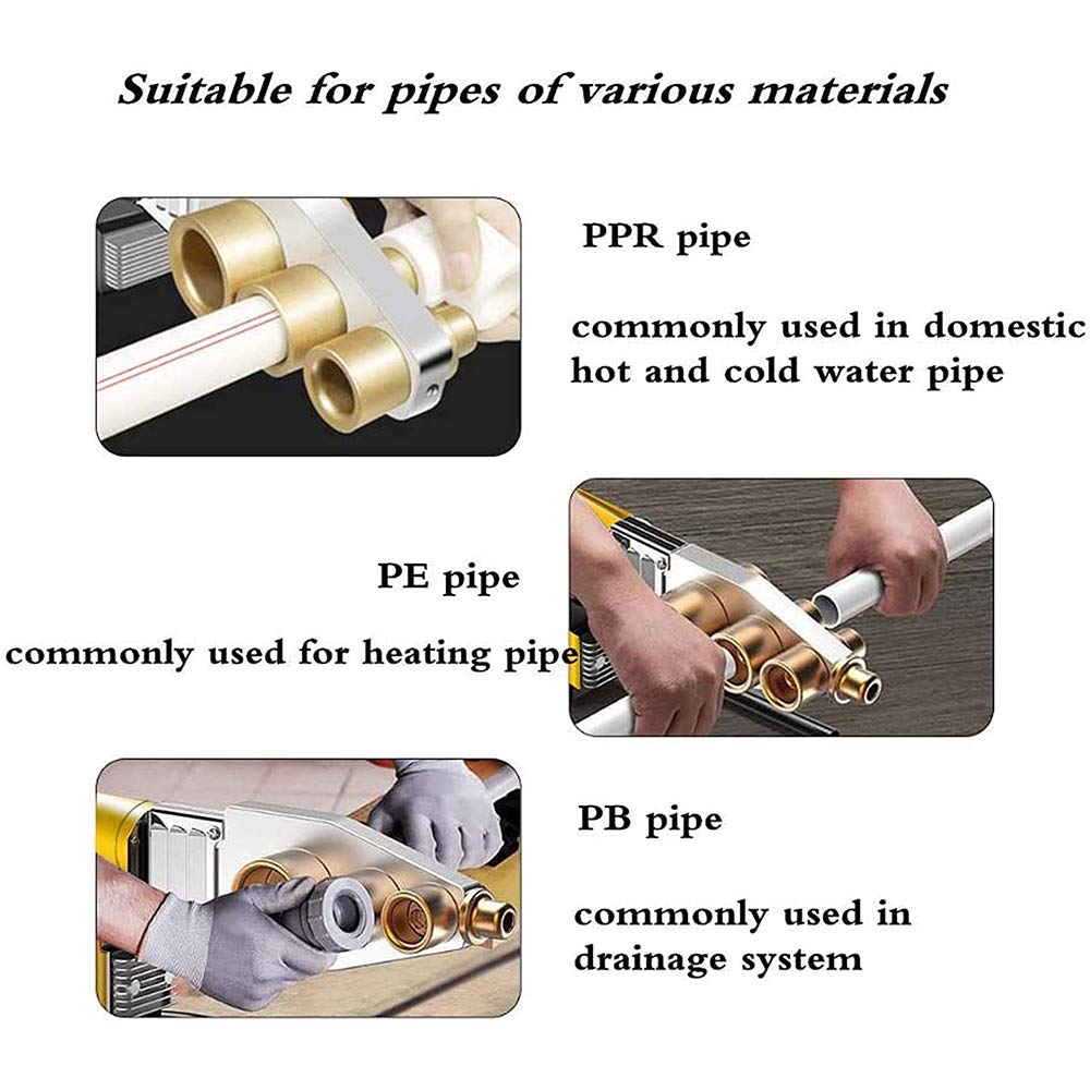 Full Automatic PPR Pipe Welder 220V Digital Temperature Controlled Water Pipe Welding Machine Electric Heating Hot Melt Tools Kit for PP PE PVC Tube,800w