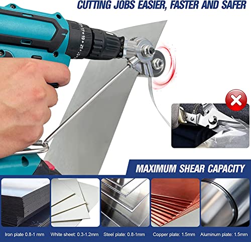 Electric Drill Shear Attachment Cutter Nibbler, Electric Drill Plate Cutter Metal Nibbler Drill Attachment with adapter, Universal Sheet Metal Cutter Knife for Cutting Iron, White Sheet, Steel, Copper