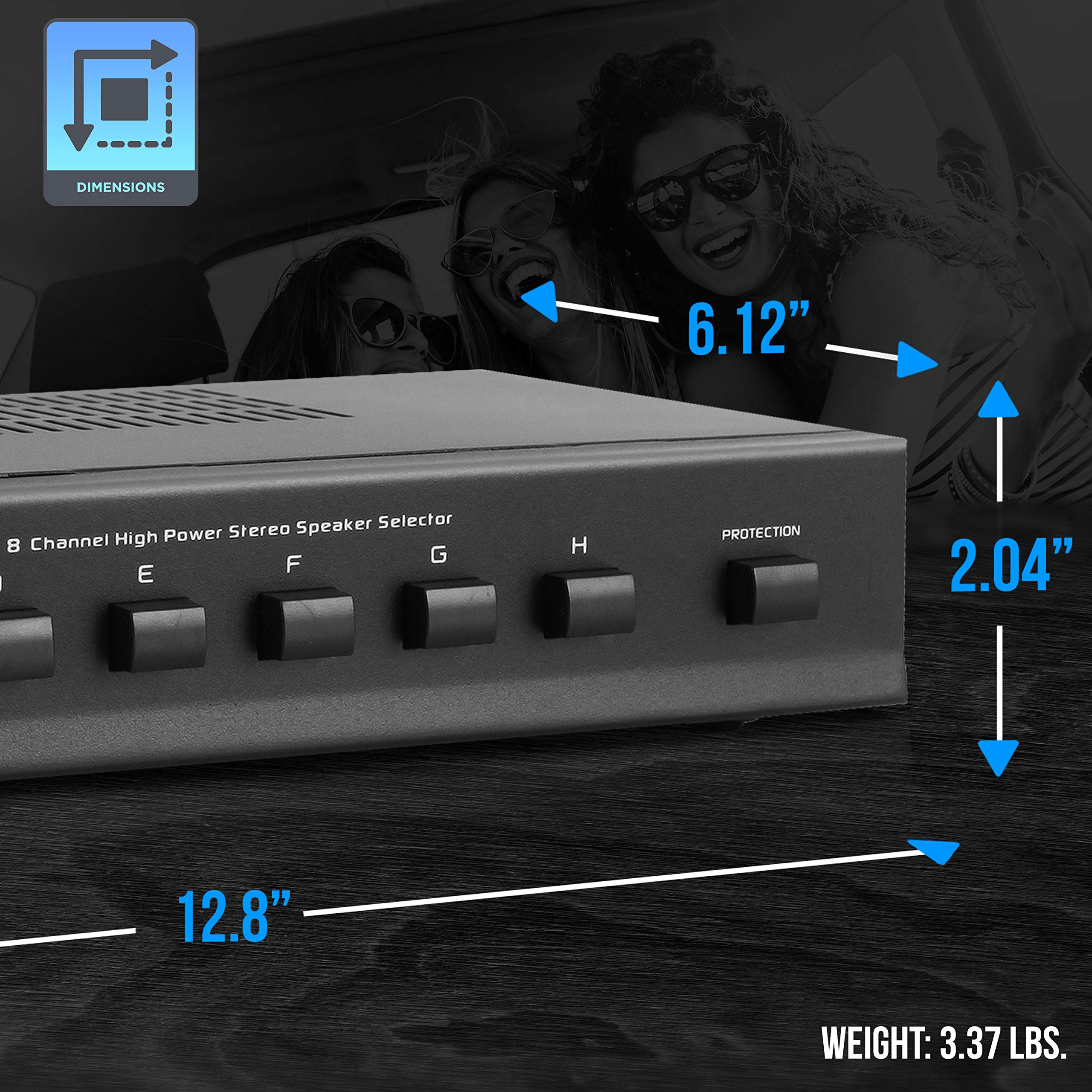 Pyle (PSS8) - Premium New and Improved 8 Zone Channel Speaker Switch Selector Switch Box Hub Distribution Box for Multi Channel High Powered Stereo Amplifier A/B/C/D Switches | 6 Pairs Of speakers
