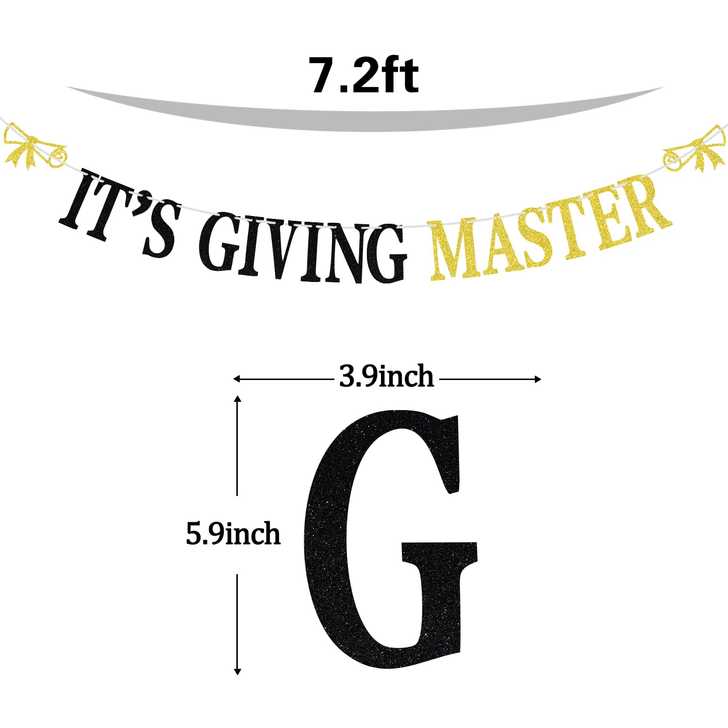 Gold Glitter It's Giving Master Banner, Happy Master's Degree/Mastered It/Mastered 2025, 2025 Graduation Party Decorations Supplies