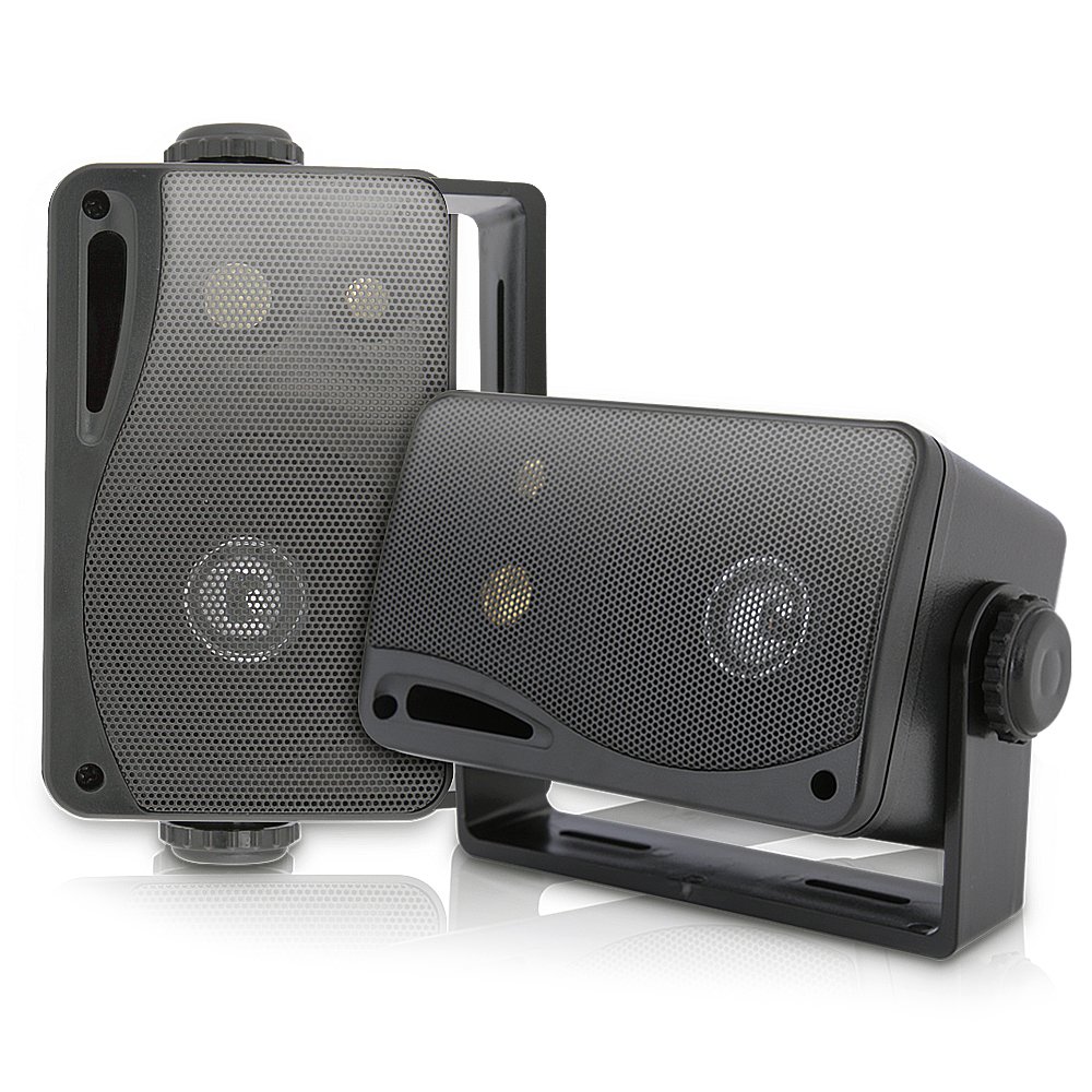 Pyle 3-way Mini Box Speaker System - 3.5 Inch 200 Watt Waterproof Marine Grade Mount Speakers - in a Heavy Duty ABS Enclosure Grill - Home, Boat, Poolside, Patio Indoor Outdoor Use (Black)