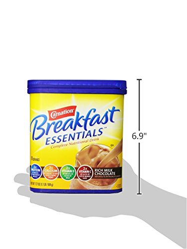 Carnation Breakfast Essentials Powder Drink Mix, Rich Milk Chocolate, 17.7 Ounce Jar (Packaging May Vary)