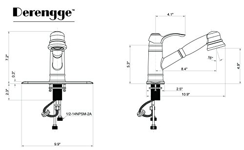 Derengge Single Handle Pull Out Kitchen Faucet,UPC cUPC NSF61-9 and AB1953 Oil Rubbed Bronze