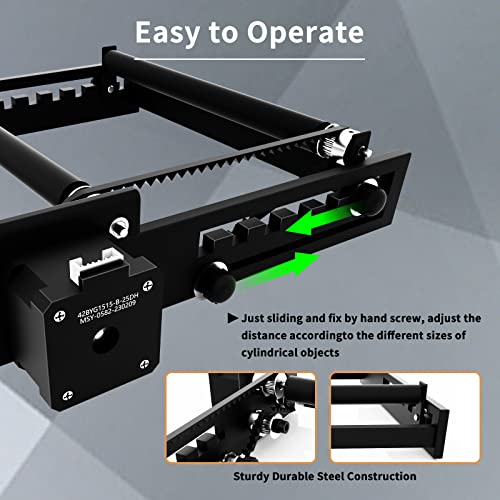 Longer Laser Engraver Rotary Roller, a Good Partner for Laser Engraving Machine, Y-axis Laser Engraver Attachment 360° Rotation, 6-100mm Engraving Space, Compatible with Other Brands of Engraver