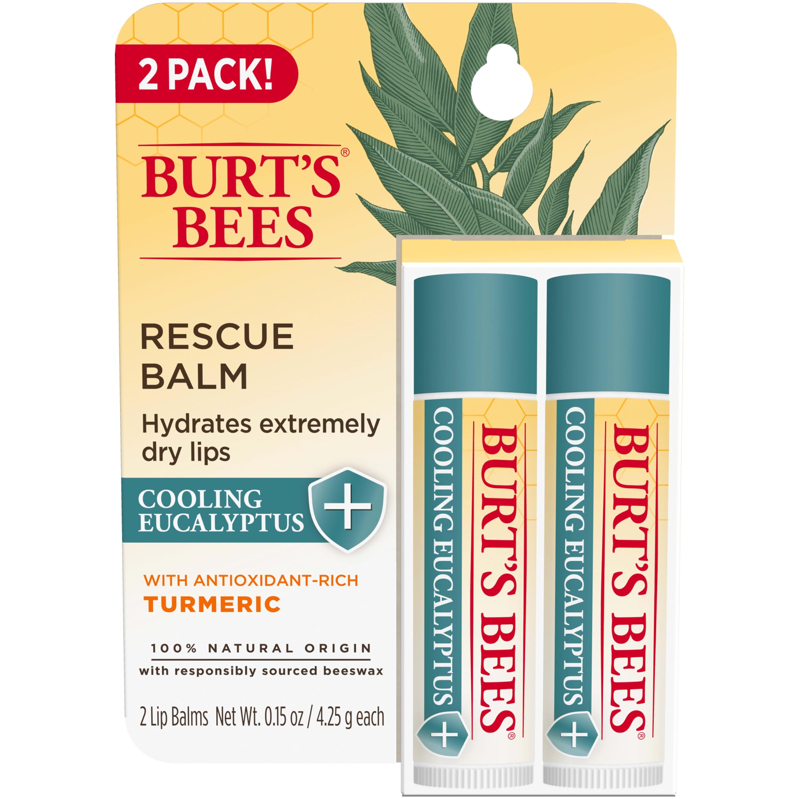 Burts Bees Lip Balm Rescue Unscented .15 Ounce - 10792850911038