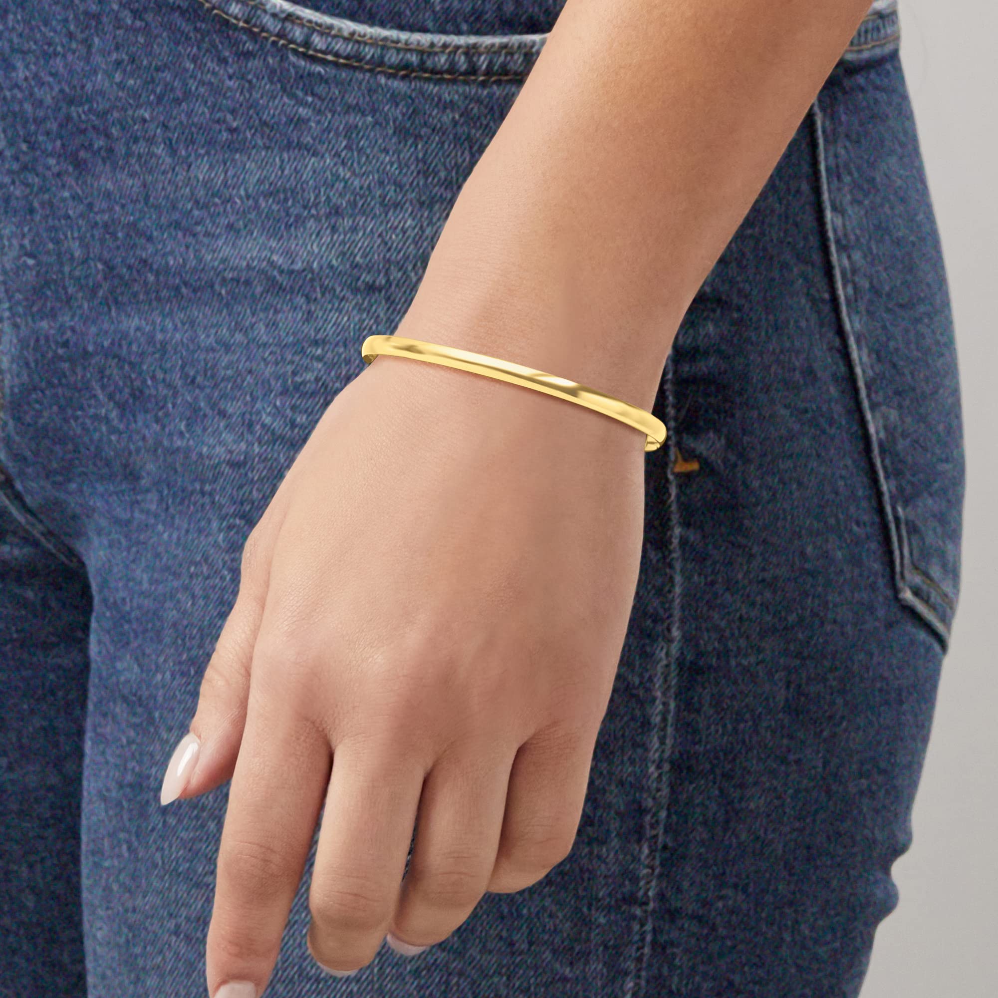 Canaria Fine Jewelry - Italian 10kt Yellow Gold Bangle Bracelet- 8 inches