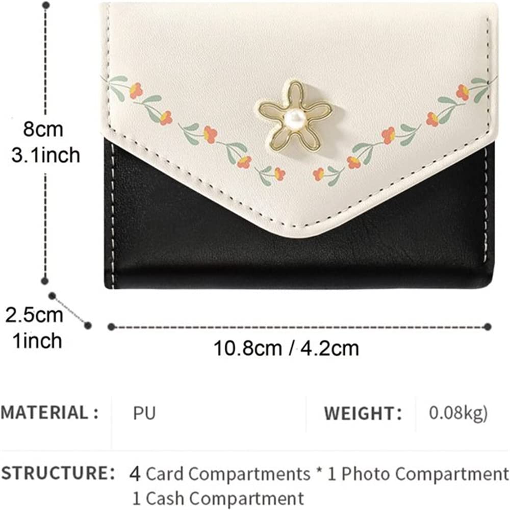 EQUITARE Cute Wallet, Leather Pocket Wallet Ladies Mini Purse with ID Window for Women Girls
