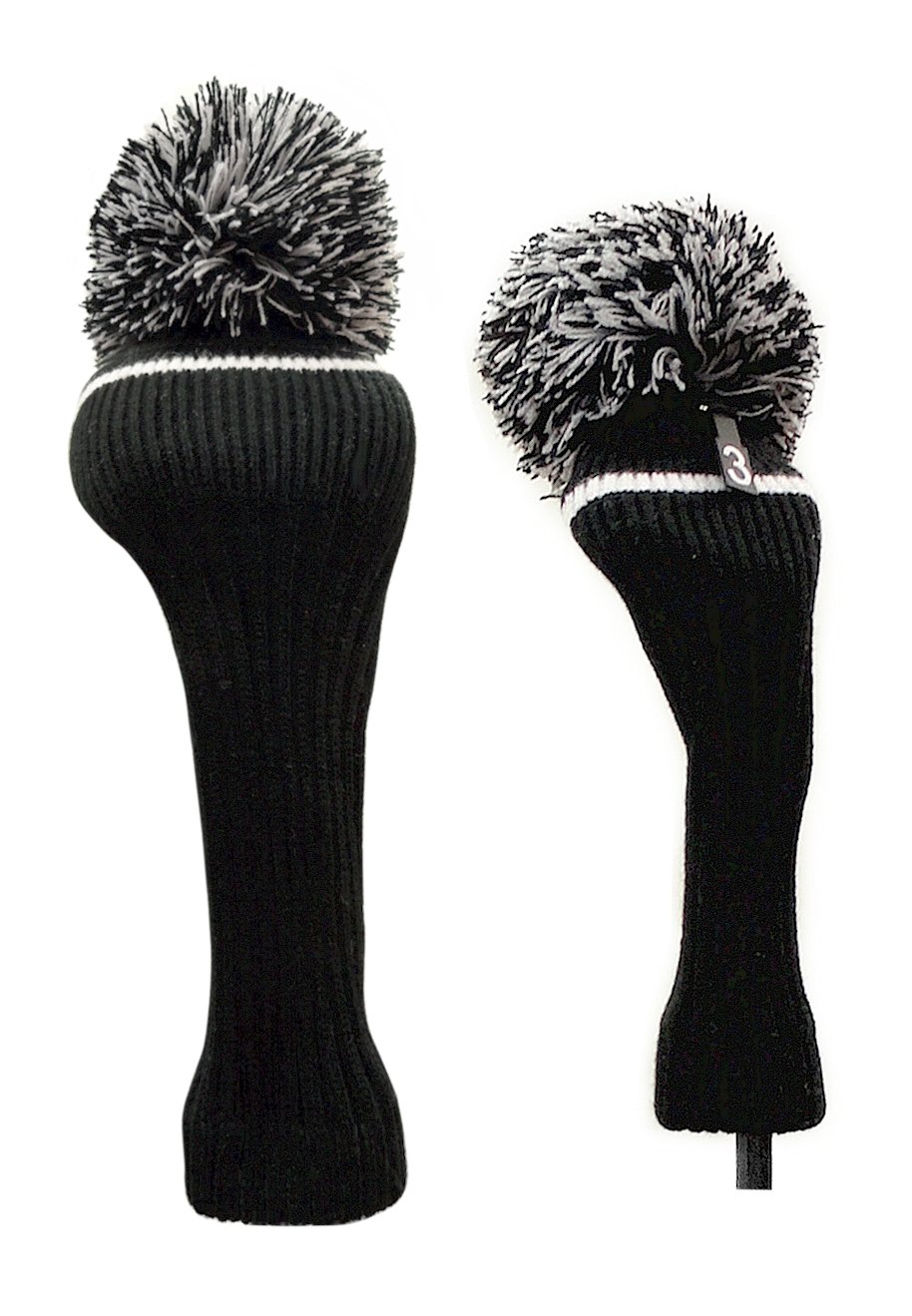 Classic Knit Spandex Pom Pom Golf Headcovers for Drivers, Fairway Woods, Hybrids and Putters (Pink, Driver)