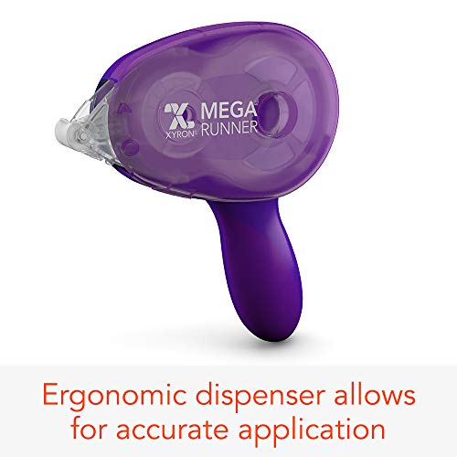 Xyron Mega Runner, Permanent Adhesive Tape Dispenser, Refillable, 1/2" x 100', Tape Runner, Perfect for Scrapbooking & DIY Craft Supplies, Home School Projects & Home Office (0701-05-00),Multicolor